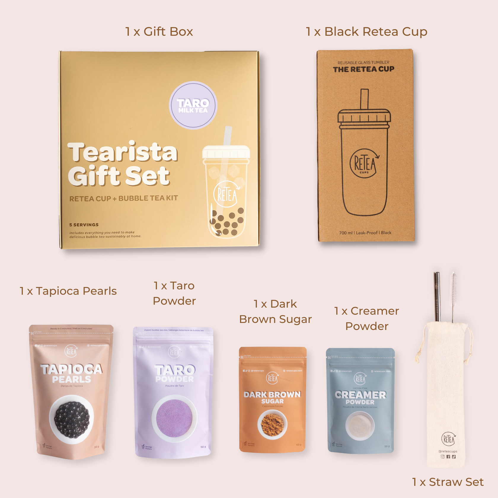 DIY Taro Milk Bubble Tea Kit with Reusable Cup | Toronto, Canada – Retea
