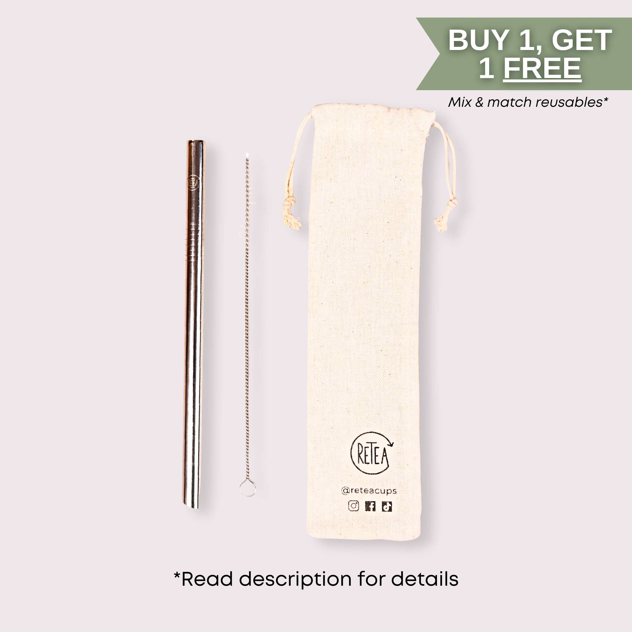 Reusable Bubble Tea/Boba Metal Straw Set | Retea | Toronto, Canada